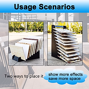 Jeracino Tile Sample Display Stand, 10-tier Plate Display Tile Sample Storage Rack, Wooden Floor Sample Holder and Standing Slotted Flooring Display Shelf in Exhibition Halls (23.2*11*12.2in)