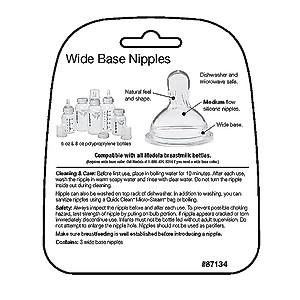 Medela Medium Flow Nipples with Wide Base, 3 Pack, Baby Age 4-12 Months, Compatible with All Medela Breast Milk Bottles, Made Without BPA