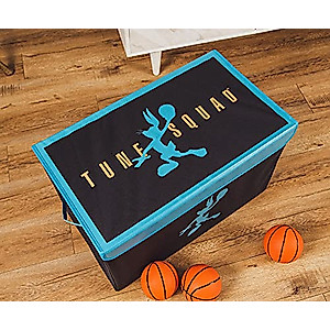 Space Jam: A New Legacy Tune Squad Collapsible Storage Bin Organizer with Lid | Fabric Basket Container with Handles, Cubby Closet Organizer | Sports Basketball Gifts And Collectibles