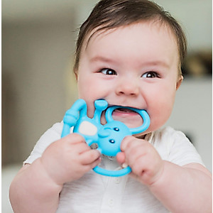 Nuby Yogis All Silicone Soothing Teether, Elephant