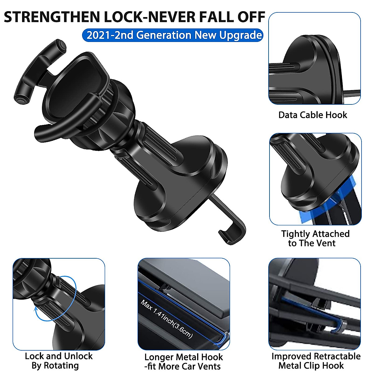 ZANEDY Car Universal Phone Mount for Collapsible Grip/Socket Mount Phone Holder Pop Air Vent Out Stand Car Mount 360 Degrees Dashboard Desk Wall Bracket for GPS Navigation All Smartphones