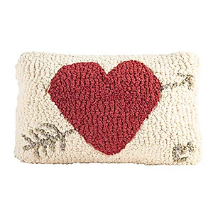 Chandler 4 Corners Artist-Designed Red Heart Hand-Hooked Wool Decorative Throw Pillow (8” x 12”)
