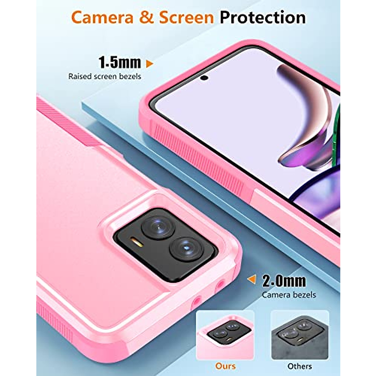 JXVM for Moto G-Power/G-5G 2023 Case: Dual Layer Heavy Duty Tough Rugged Lightweight Slim Shockproof Protective Phone Case | Durable Phone Cover for Motorola G Power & G 5G 6.5inch 2023 (Girly Pink)