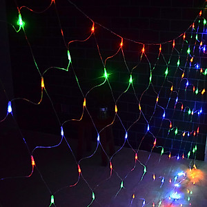 CREAMOON Christmas Net Lights Outdoor Rainproof Net Light with 8 Lighting Modes Hanging String Mesh Lights for Christmas Trees, Wedding, Garden, Party Outdoor Decorations(US Plug)