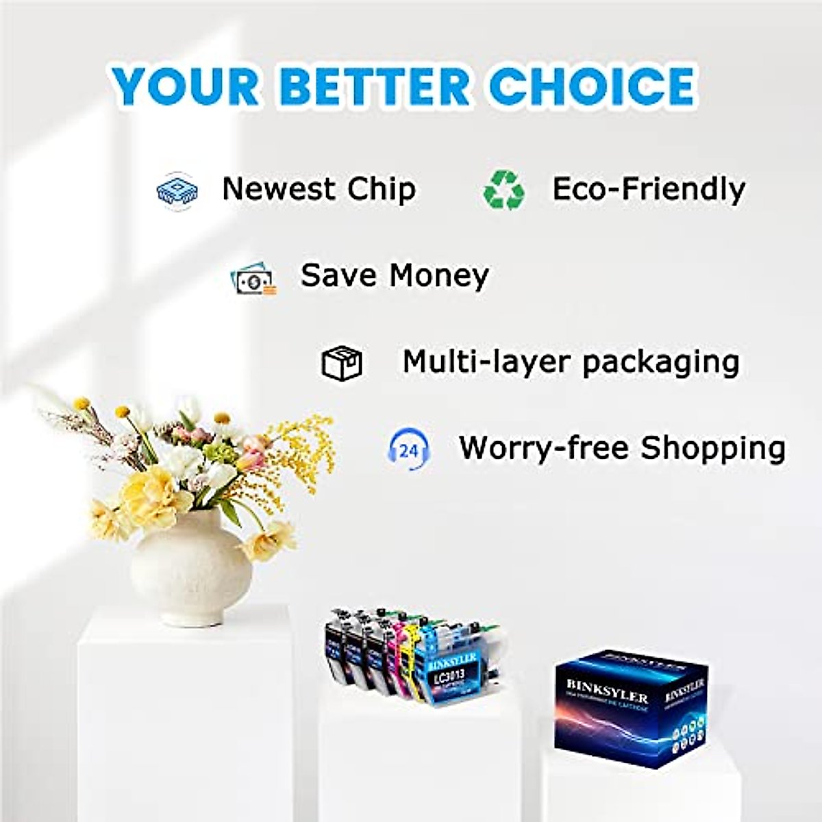 BINKSYLER Compatible LC3013 Ink Cartridges Replacement for Brother LC3013 LC3011 Work with Brother MFC-J491DW MFC-J497DW MFC-J690DW MFC-J895DW MFC-J487DW (6 Black,2 Cyan,2 Magenta,2 Yellow) 12-Pack