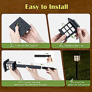 GIGALUMI Solar Outdoor Lights,12 Pack LED Solar Lights Outdoor Waterproof, Solar Walkway Lights Maintain 10 Hours of Lighting for Your Garden, Landscape, Path, Yard, Patio, Driveway