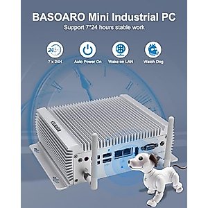 BASOARO Industrial Mini PC Windows 10, Fanless Desktop PC, Core i7 4500U, 8GB RAM 256GB SSD, 2 Gigabit Ethernet, HD, VGA, RS232/RS485 COM Port, 4 USB3.0, 4 USB2.0, WiFi, BT