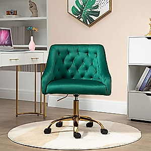Velvet Fabric Swivel Task Chair for Home Office Ergonomic Comfortable Chair - Green with Dirt-Proof M-6030S