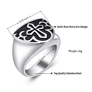 shajwo Cremation Urn Ring Jewelry for Ashes Engraved Cross Memorial Urn Ring Stainless Steel Celtic Knot Retro Keepsake Ashes Holder Ring,Silver 9