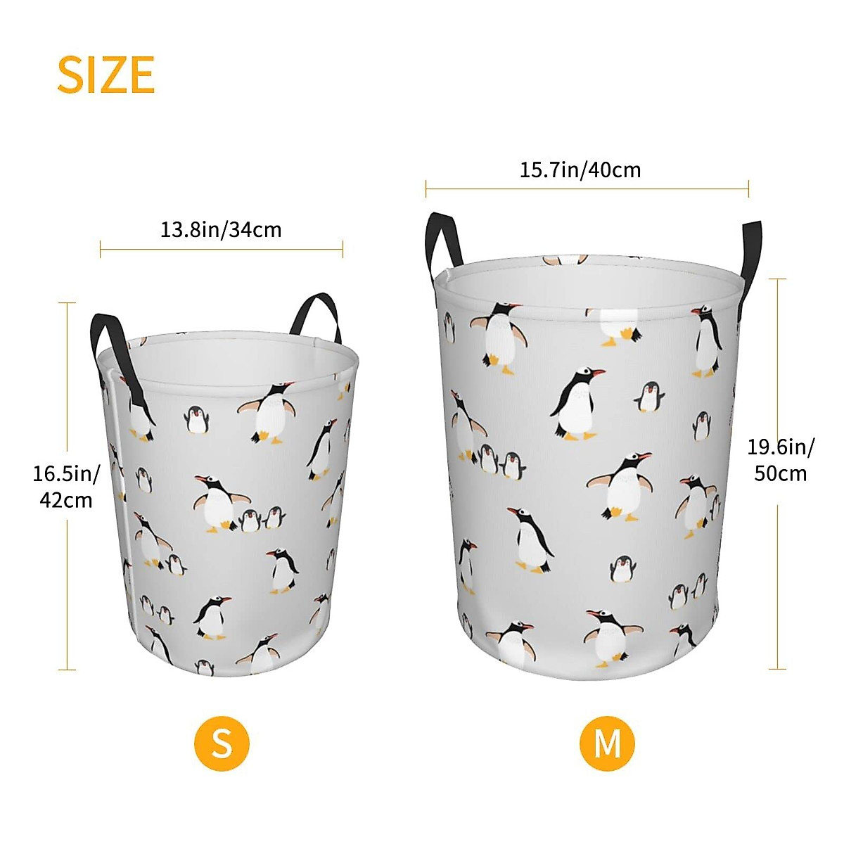 FeHuew Cute Penguins Baby Cartoon Collapsible Laundry Basket with Handle Waterproof Hamper Storage Organizer Large Bins for Dirty Clothes,toys
