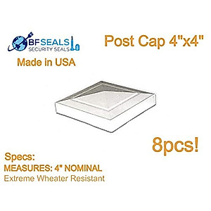 Plastic Post Cap, designed for 4 x 4 in. Elegant White color, 8 pcs. for The Wood 4"x4" Post You Must use The 3.5"x3.5" Cap.Extreme Weather Resistant, Made in USA. ONLY Delivery from USA.