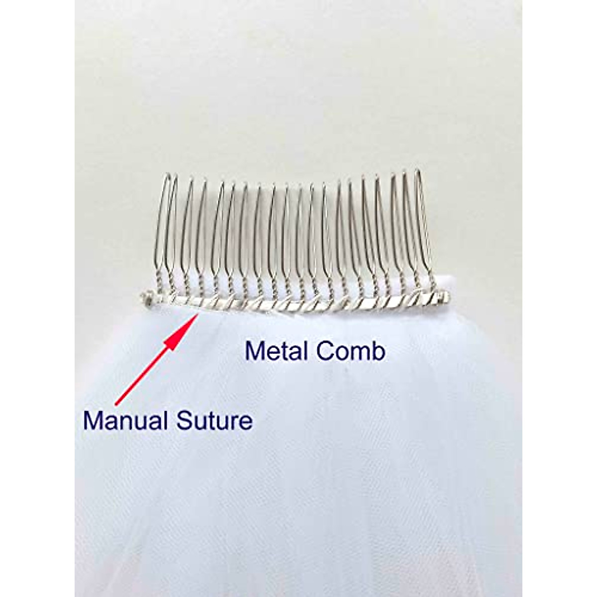 AMAJIERUIZE Women's Short 2 Tier Pearls Wedding Bridal Veil With Metal Comb (Ivory)