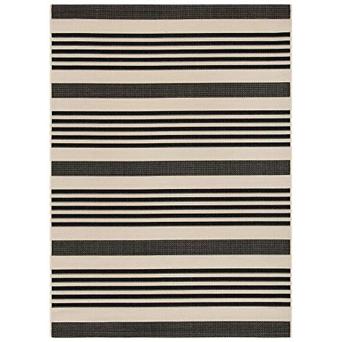 SAFAVIEH Courtyard Collection 5'3" x 7'7" Black/Bone CY6062 Stripe Indoor/ Outdoor--Waterproof Easy--Cleaning Patio Backyard Mudroom Area--Rug