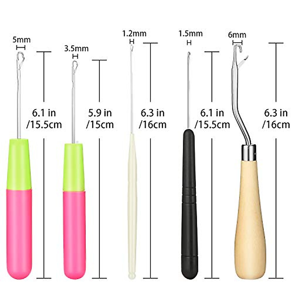 13 Pieces Dreadlocks Tool Set Includes 5 Pieces Latch Hook Crochet Needles, 3 Pieces Dreadlocks Crochet Hook and 5 Pieces Locking Hair Extensions Tool for Locs, Sisterlocks, Easyloc Hair