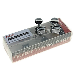 Wilkinson Deluxe 6 Inline Vintage Guitar Tuners with Split Post Guitar Tuning Keys Peg Machine Heads for Strat/Tele Guitars Chrome