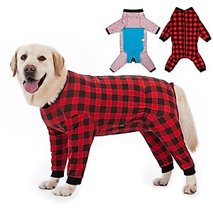 Dog Recovery Suit Full-Zipper After Post-Surgery Large Medium Dogs, Dog Bodysuit for Prevent Licking& Chewing Wounds Onesies Cone Alternative (Red, X-Large)