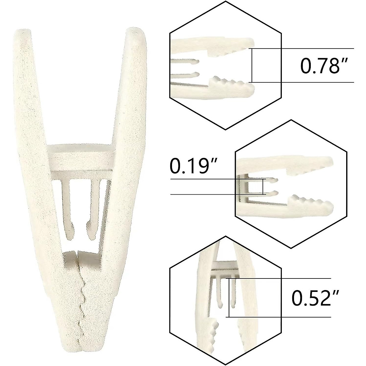 Velvet Hangers Clips, 20 Pack Beige Pants Velvet Clips, Clothes Hanger Clip Strong Finger Flocked Clips Fit for Ivory Velvet Hangers