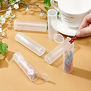 SUPERFINDINGS 15pcs White Column Transparent Containers 1.2" Plastic Bead Containers with Hinged Lids Flip Cover for Earplugs Pills Herbs Tiny Bead Earring Jewerlry Candy Gifts Party Favor and More