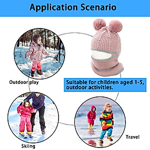 Kids Winter Hat Scarf Mitten Set, Unisex Infant Toddler Baby Girls Hat Scarf 2-5T (Pink)