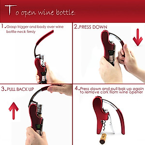 KAYCROWN Wine Bottle Opener, Vertical Lever Corkscrew with Built in Foil Cutter Design, Manual Handheld Corkscrew with Ergonomic Lever Pump