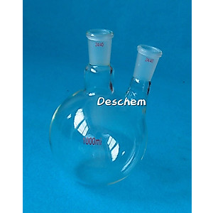 Deschem 1000ml,2-Neck,24/40,Round Bottom Flask,1L,Double Necks,Laboratory Boiling Bottle