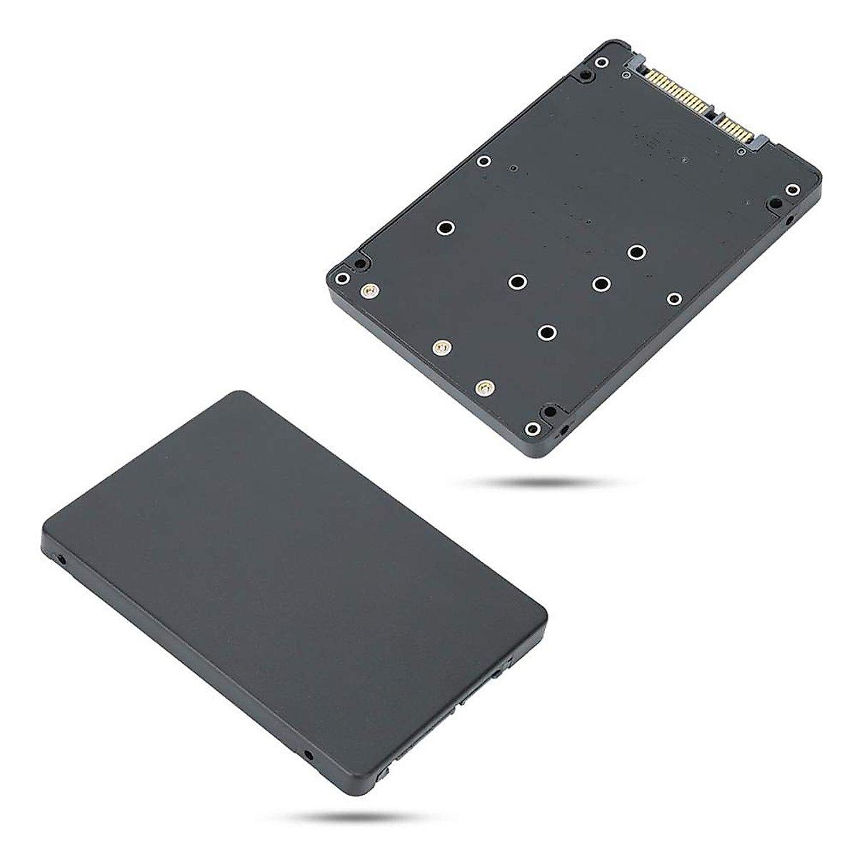 ASHATA Hard Disk Box Black ABS SSD 2 in 1 M.2 B-Key MSATA to SATA 3.0 Computer Accessories