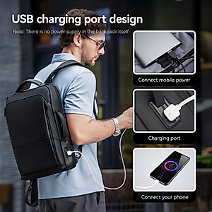 MARK RYDEN Slim Backpack for Men, 15.6 Inch Laptop Backpack, 3 in 1 Waterproof High Tech Backpack with Removable Buckle and USB Charging Port, Business Backpack Ideal for Working, Commuting, Daily