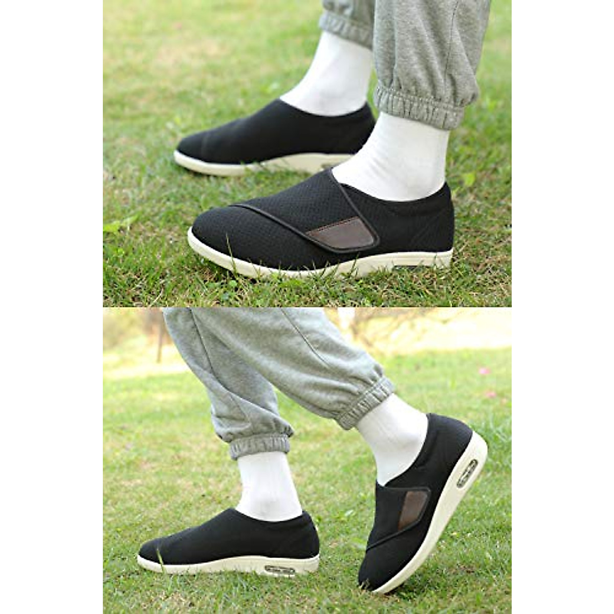 ZUMEIJIA Women's Diabetic Shoes for Women Casual Adjustable Walking Shoes Wide Shoes for Elderly Swollen Feet Non-Slip Air Cushion Bottom Fattening and Widening Black 8.5