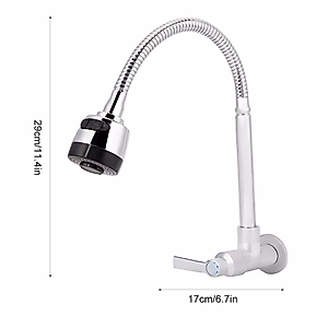 Cold Water Sink Faucet - Wall Mounted Faucet, Single Cold Water Faucet,360 Rotatable Sink Faucet Kitchen Sink Faucet Neck Laundry Room Garden Outdoor Faucets Tap