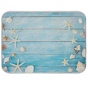 OTVEE Seashells Starfish Dish Drying Mat for Kitchen Counter Super Absorbent Dish Mat Drying Kitchen Mat 16X18 inch Dish Drying Matt for Kitchen Dish Drying Mat