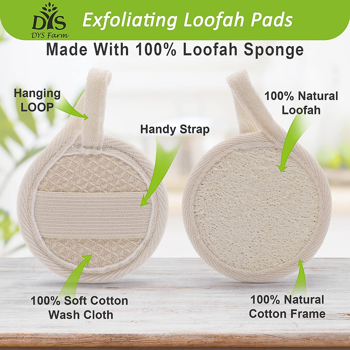 Face Loofah Pads Exfoliating Scrubber, Natural Luffa Facial Cleanser Pad Sponges Exfoliator Scrub Brush 6 Pack for Body Back Dead Skin Cleansing Washing Suitable for Men Women Bath Shower Spa Massage