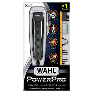 Wahl PowerPro Corded Detailer Trimmer Kit for Mens Grooming – for Beard, Mustache, Stubble, Ear, Nose, & Body Grooming – Model 9686