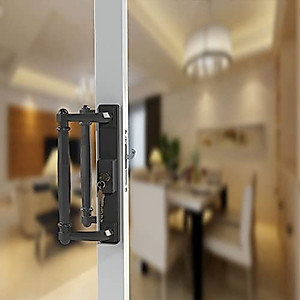 House Guard 20001 Series Patio Door Lock and Handle Set with Key Choices That Add a Unique Signature to Your Patio Doors Glass Sliding Door Handle(Black)