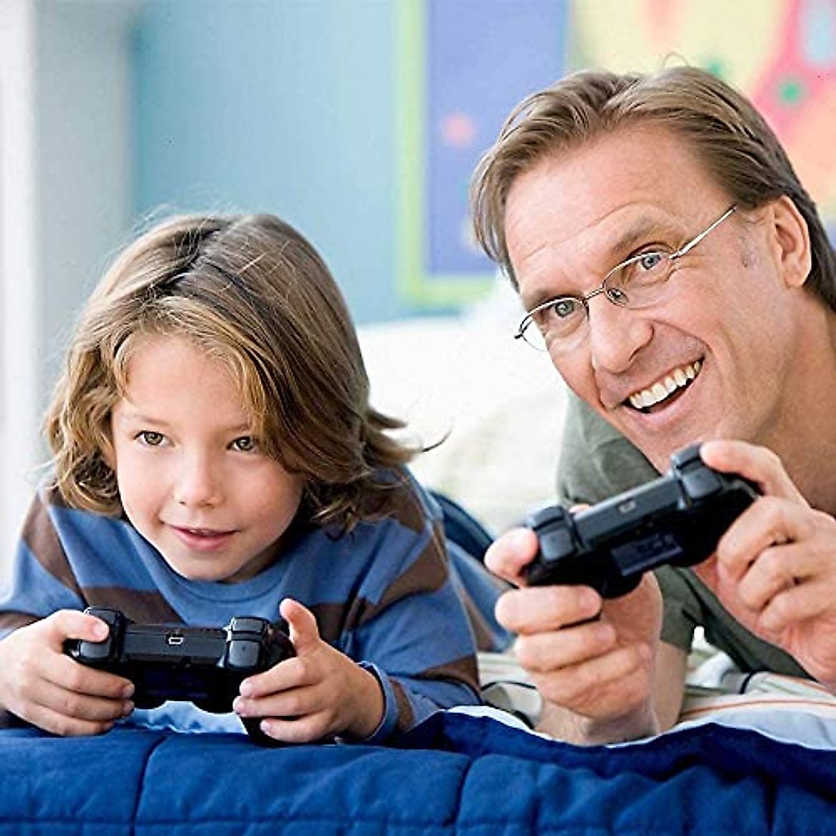Kolopc Wireless Controller Compatible for PS3 Console, Double Vibration, 6-Axis Gyro Sensor, Upgraded Joystick Motion Gamepad with Charging Cable (Black Skull and Galaxy)