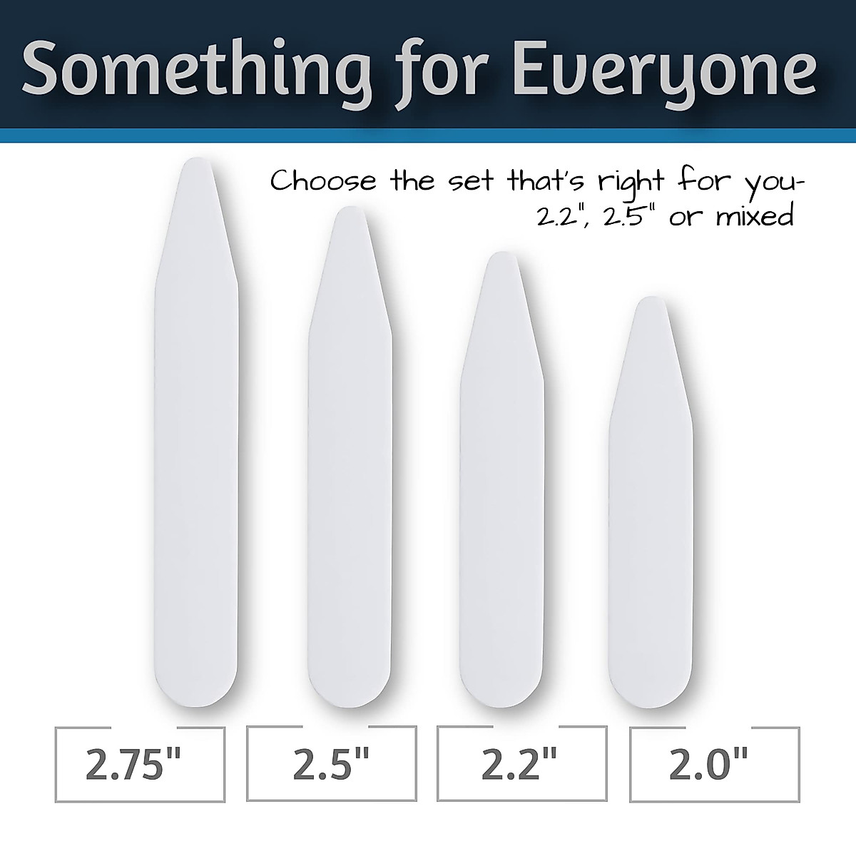 100 Plastic Collar Stays for Men's Dress Shirts - Plastic Dress Shirt Collar Inserts- Plastic Collar Stays for Men (2.5")