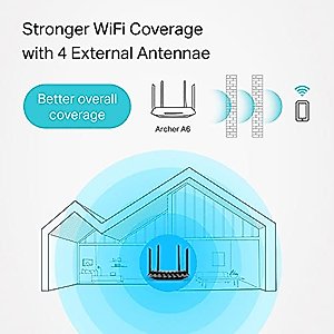 TP-Link AC1200 Gigabit WiFi Router (Archer A6) - 5GHz Dual Band Mu-MIMO Wireless Internet Router, Supports Guest WiFi and AP mode, Long Range Coverage