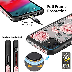 HOGGU Compatible for iPhone 11 Wallet Case, Magnetic Detachable Case Wallet with RFID Blocking Card Holder, Hand Strap, Flip Folio PU Leather Cover Case with Floral Flower Design for Women(Gray)