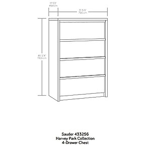 Sauder Harvey Park 4-Drawer Chest in Pacific Maple, Pacific Maple Finish