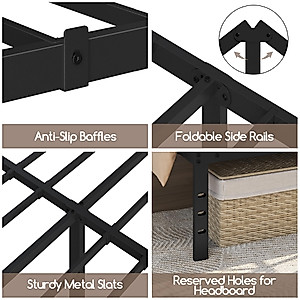 Yaheetech 16 Inch Full Bed Frames Heavy Duty Metal Platform Bed with Under Bed Storage, No Box Spring Needed, Easy Assembly, Sturdy Steel Slat Support, Black