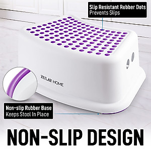 Zulay Home Step Stools for Kids - Toddler Step Stool for Bathroom Sink with Anti-Slip Surface & Base - Kids Step Stool for Toddlers Potty Training, Kitchen, Living Room, Bedroom, Toy Room (Purple)