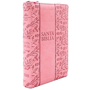 Santa Biblia Reina Valera 1960 Letra Grande tamano manual con Cierre Indice color Rosado Floral/ Spanish Holy Bible RVR 1960. Handy Size, Large Print, Zipper, Pink