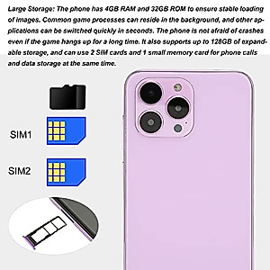 IP14 Pro Smartphone, 6.1in 4GB RAM 32GB ROM Unlocked Smartphone Ultrathin Face Recognition Dual Card Dual Standby Cellphone, Great Gifts for Parents ()