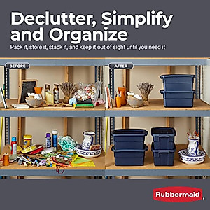 Rubbermaid Roughneck Storage Totes 3 Gallons, Durable Stackable Containers, Great for Off-Season Items, Small Storage Needs, and More, 6-Pack