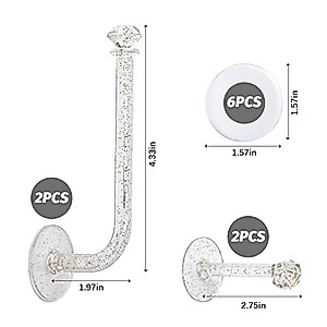 QUPIVA 4Pcs Headband Holder Stand Scrunchie Organizer, Girls Hair Accessories Organizer Storage for Headband Hairband Hair Ties, Acrylic Clear Glitter Adhesive Scrunchy Holder Scrunchie Tower Storage