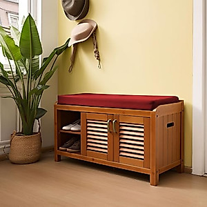 RULAER 30×14×2.5inch Bench Cushions,Red Non-Slip Seat Cushions for Patio Furniture,70D Thickened Foam Indoor/Outdoor Bay Window Cushion