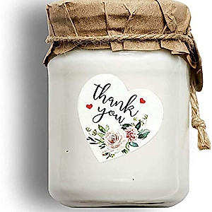 BILU Thank You Business Stickers,Valentine's Day Stickers Round Floral Thank You Sticker Adhesive Labels Roll for Boutiques,Weddings,Bags,Boxes,Envelope Seal Supplies Decorative