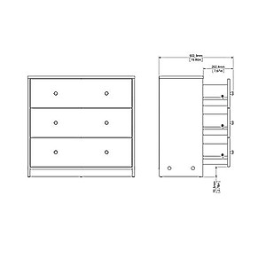Tvilum, Bedroom Furniture, Silver Handles, Modern and Elegant Design 3 Drawer Chest, Brown