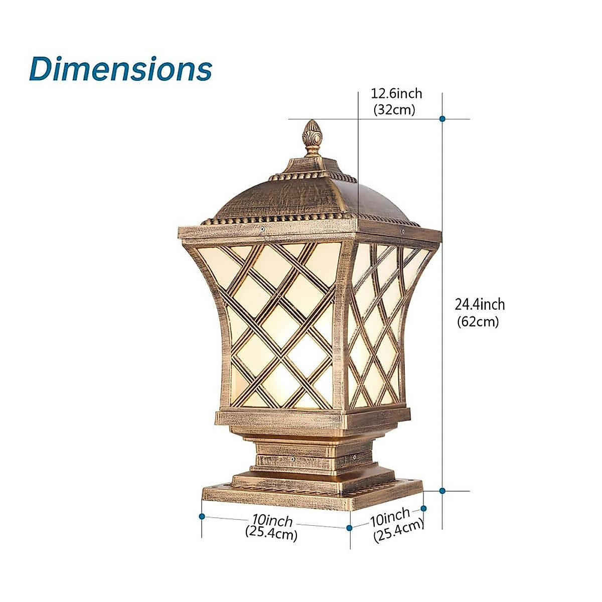 WENZIFI Outdoor Column Lights Modern Pillar Lights IP65 Waterproof Outdoor Post Lights E26 Aluminum Fence Column Lamp Fixtures for Villa Garden Park Lighting Pillar Lamps