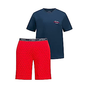 JP 1880 Menswear Big & Tall Plus Size L-8XL Short Pajama Set paprika red XXXXX-Large 813785520