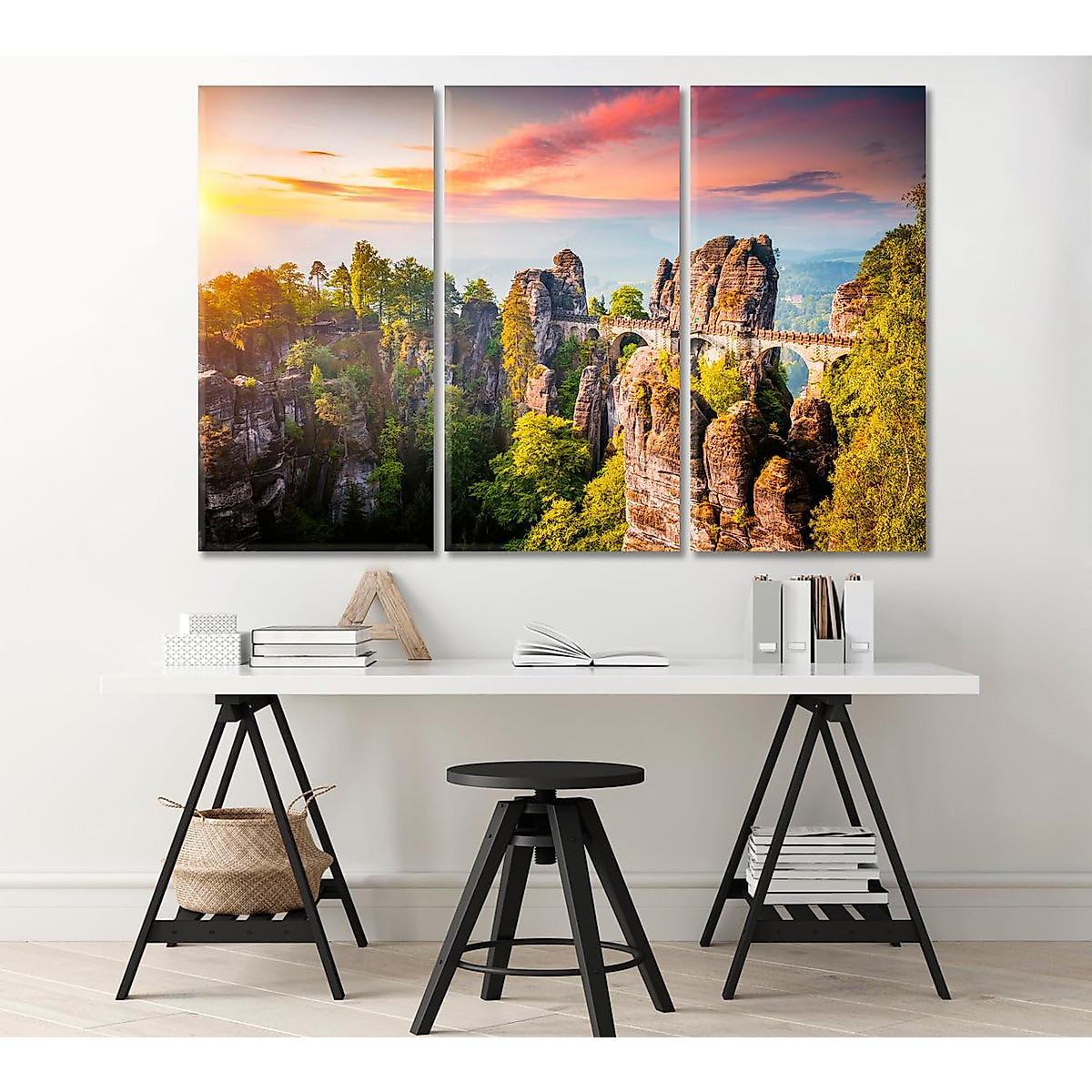 Elbe Sandstone Mountains Germany Canvas Print 1 Panel / 36x24 inches